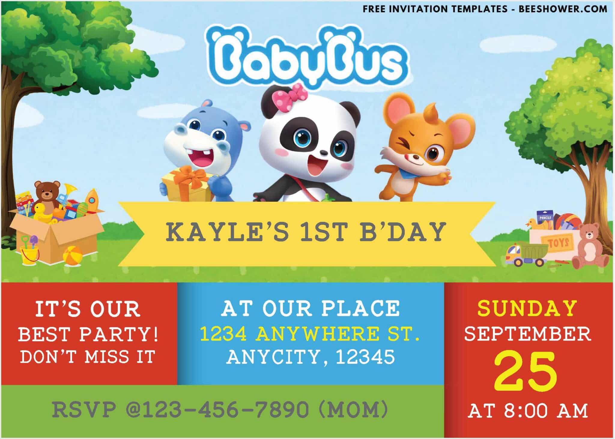 (Free PDF Invitation) BabyBus Wonderland Birthday Invitations