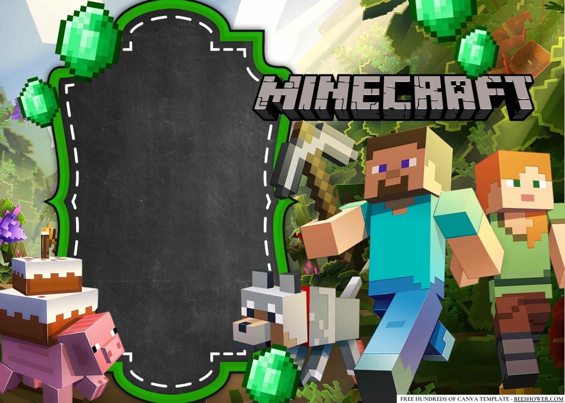 Minecraft Birthday: FREE Template Planner & Canva Invitations