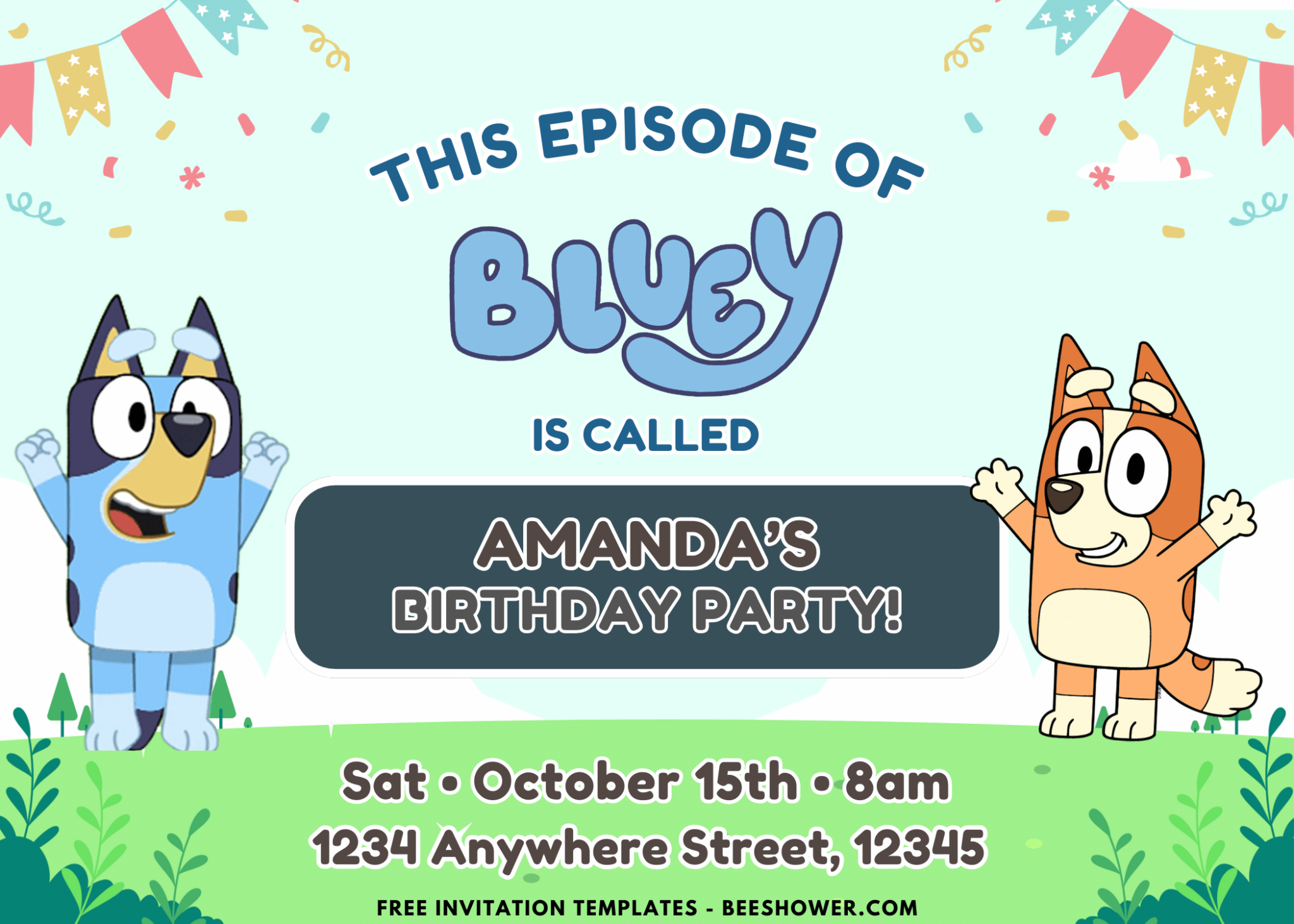 (Free Canva Template) Great Bluey Birthday Party Kits - Beeshower