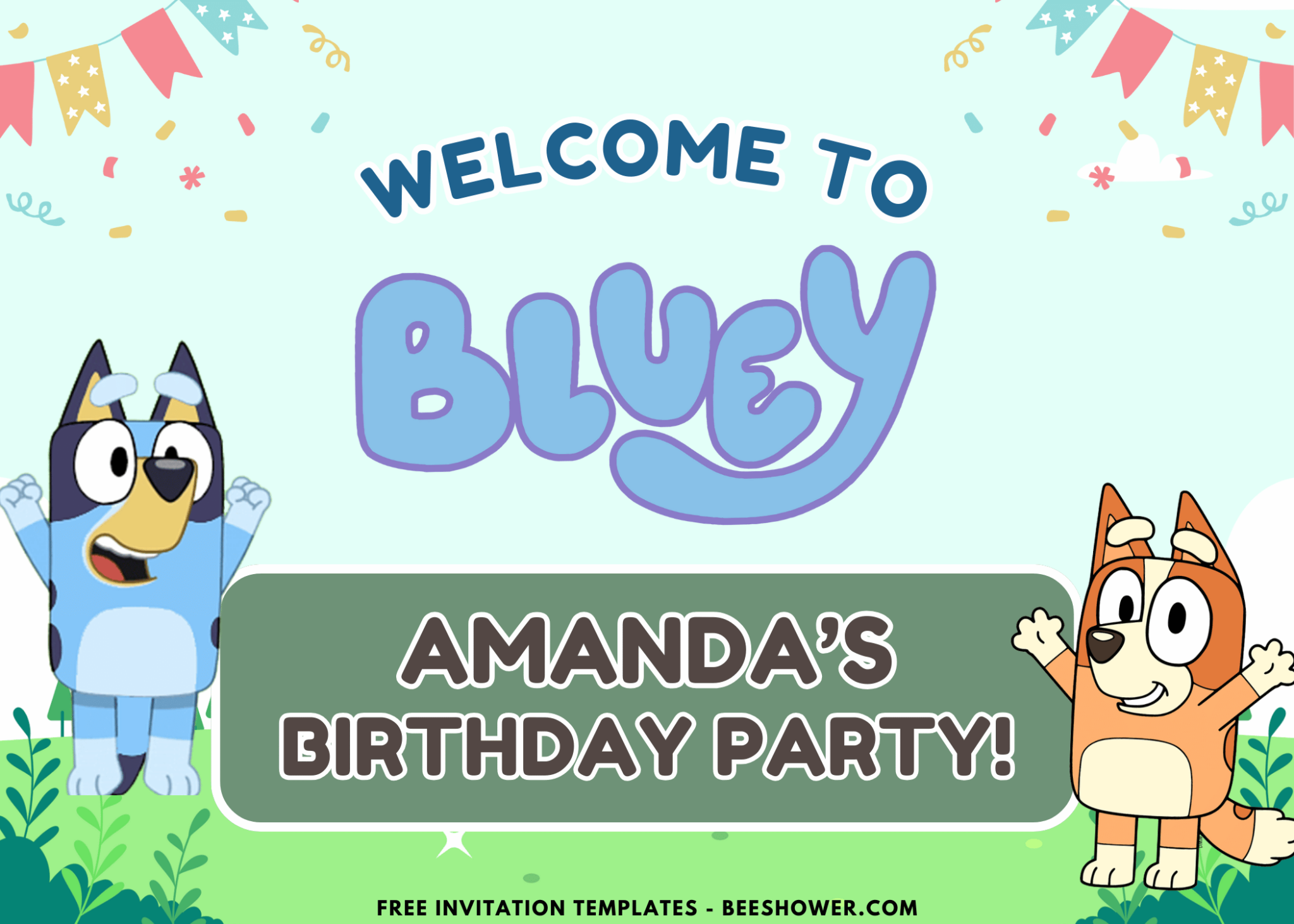 (Free Canva Template) Great Bluey Birthday Party Kits - Beeshower