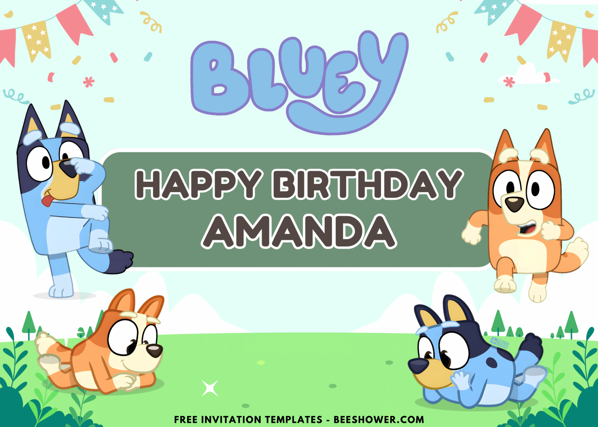 (Free Canva Template) Great Bluey Birthday Party Kits - Beeshower