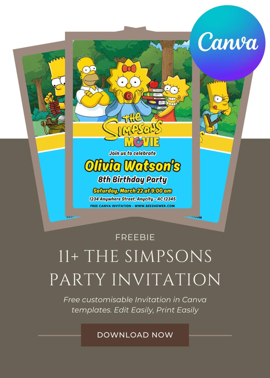 Epic The Simpsons Birthday Party Ideas With Free Canva Invitation And ...